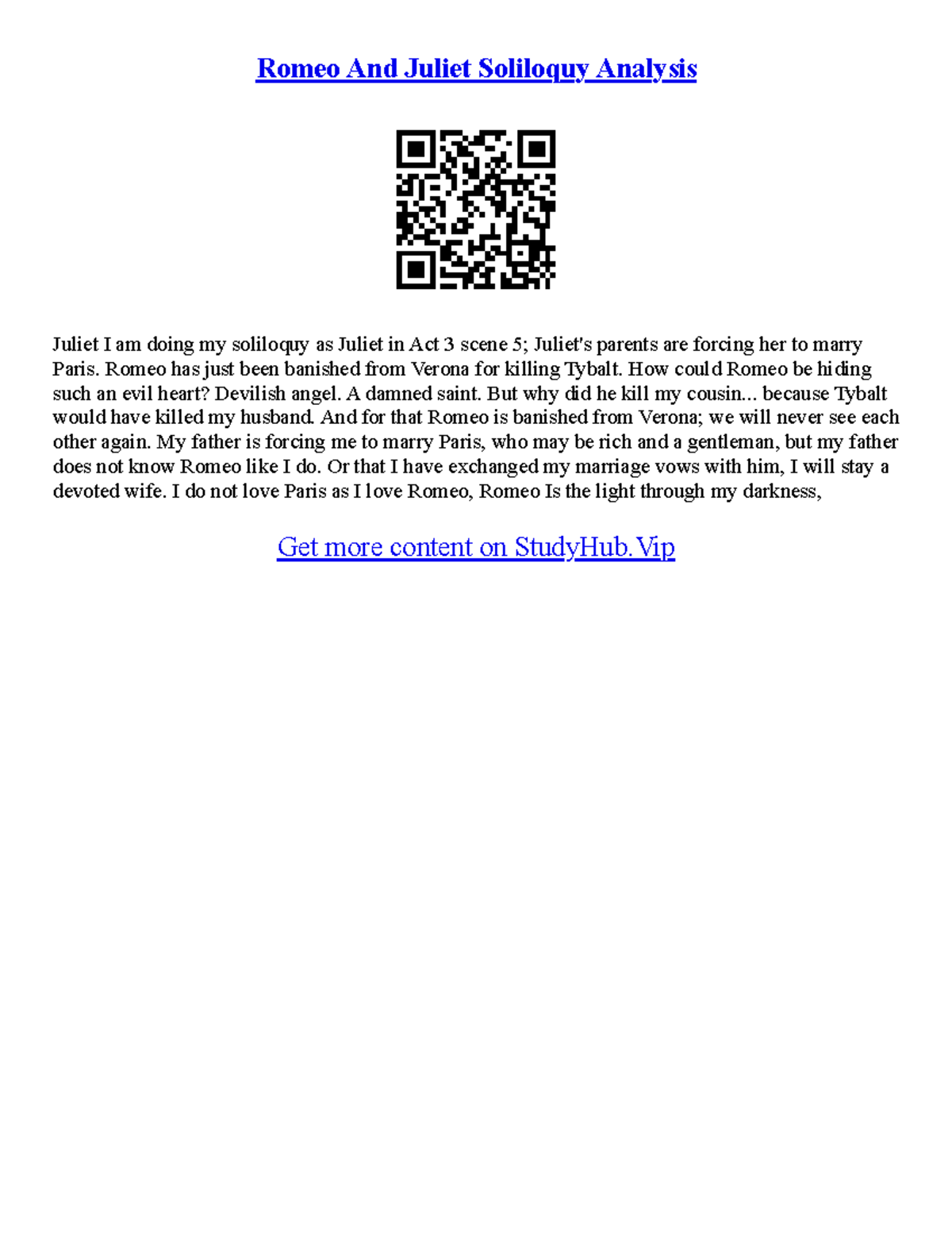 Romeo And Juliet Essays - Romeo And Juliet Soliloquy Analysis Juliet I ...