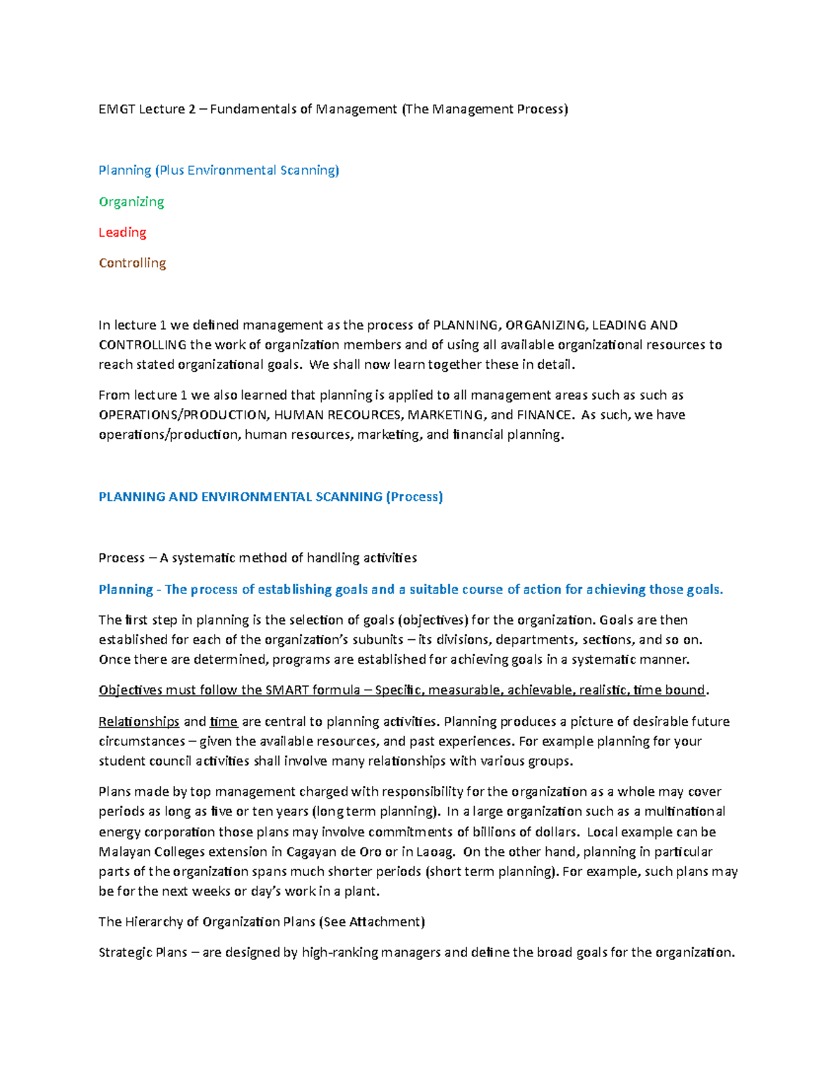 EMGT Lecture 2 - Fundamentals of Management - EMGT Lecture 2 ...
