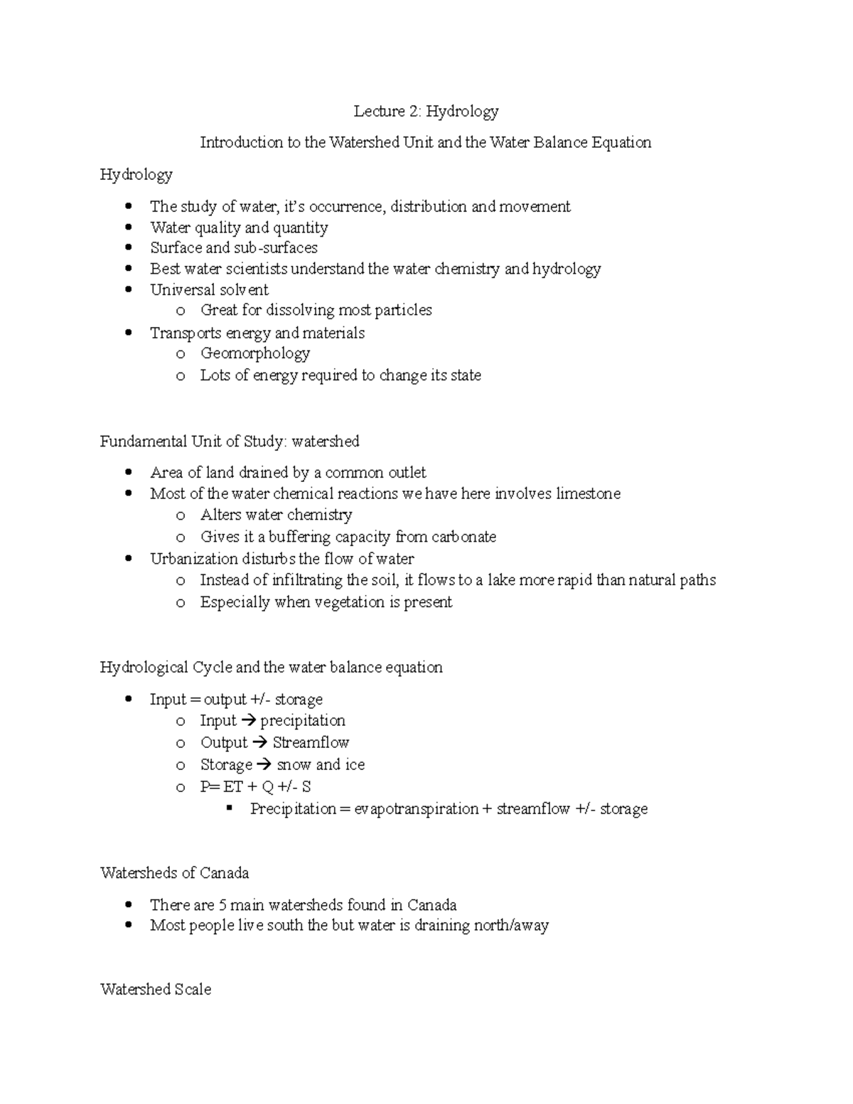 Water Resource Management Lecture 2 Hydrology - Lecture 2: Hydrology ...