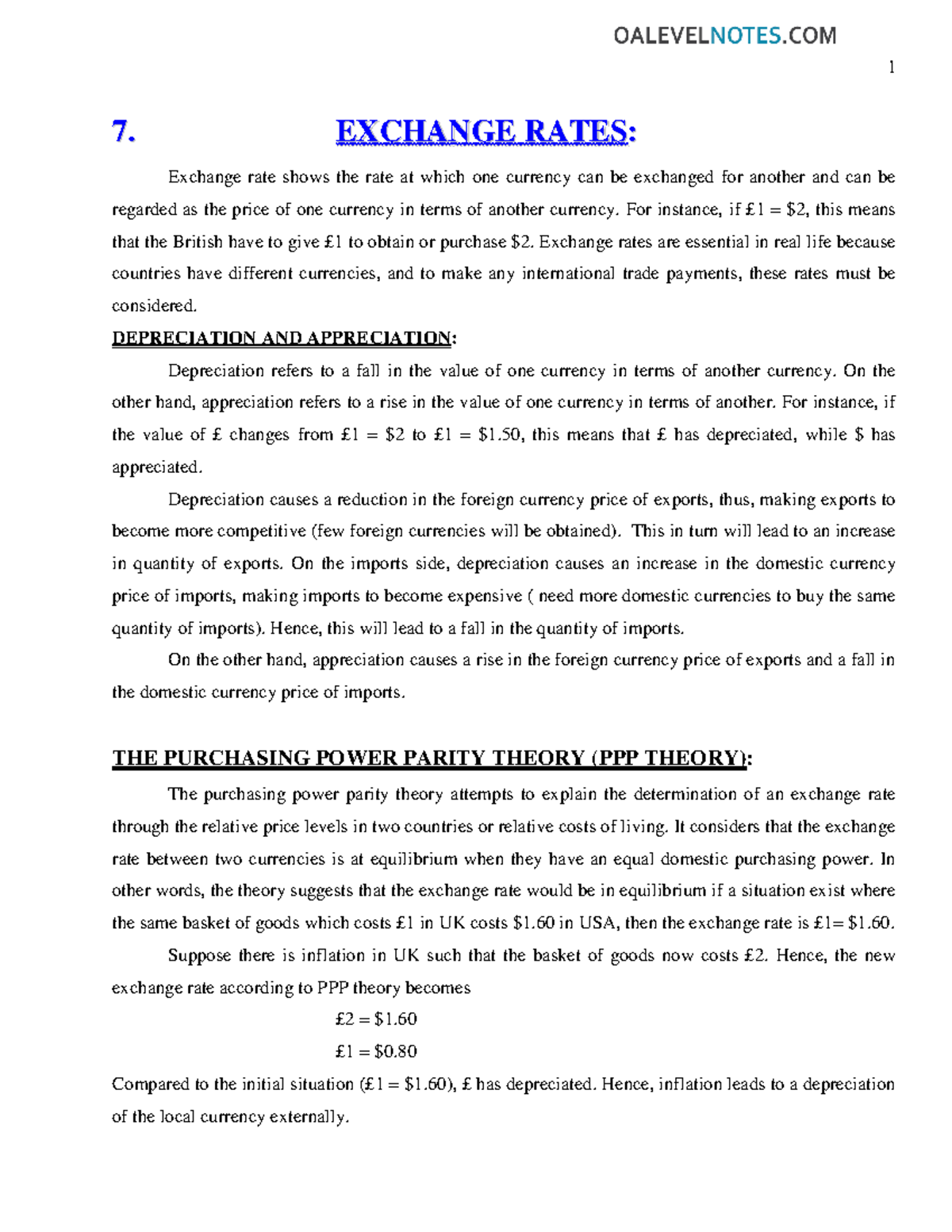 7-exchange rates . It a most important topic of economics - 77 ...