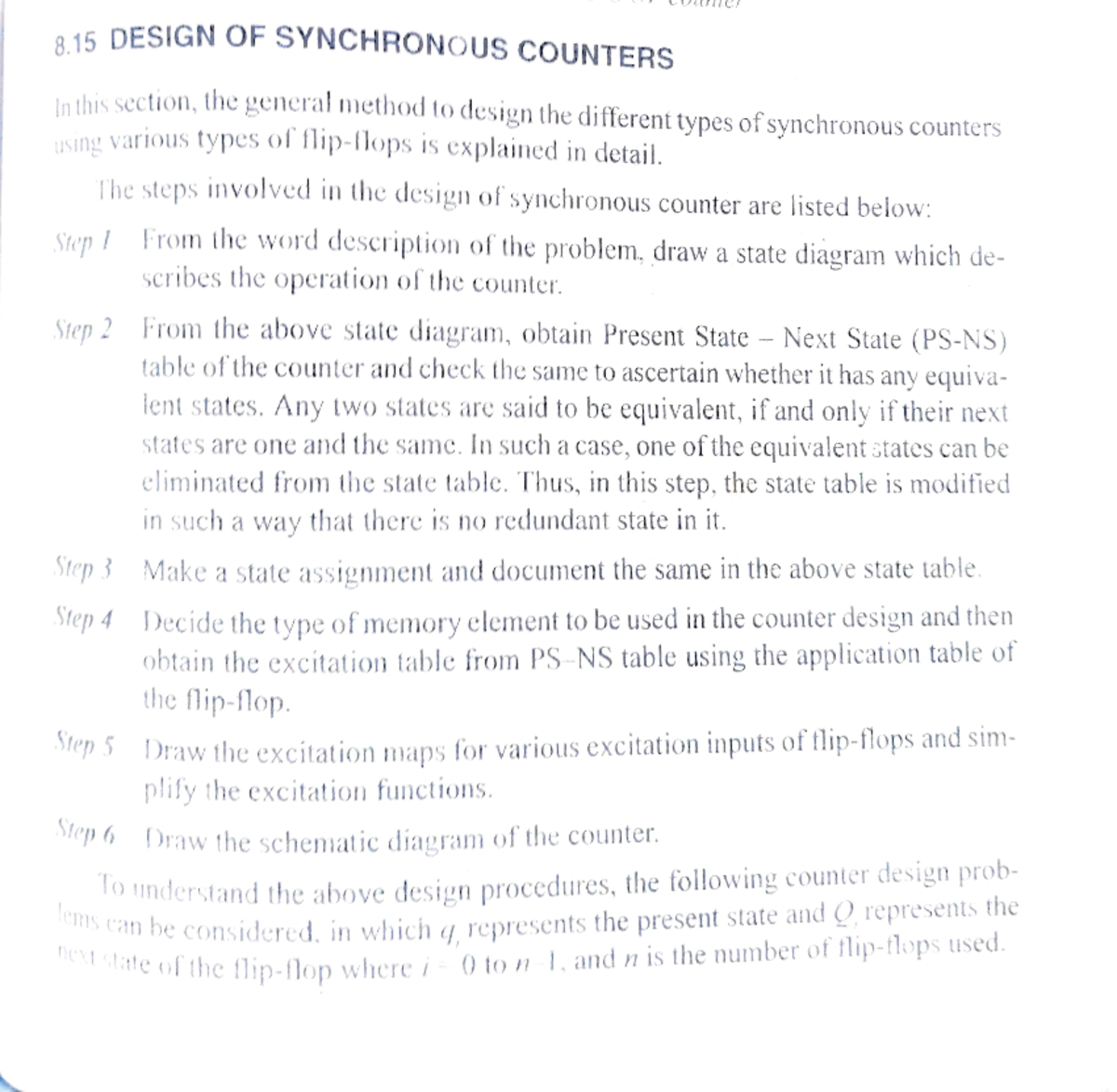 Design of synchronous counters - 8 DESIGN OF SYNCHRONOUS COUNTERS In this section, the general ...