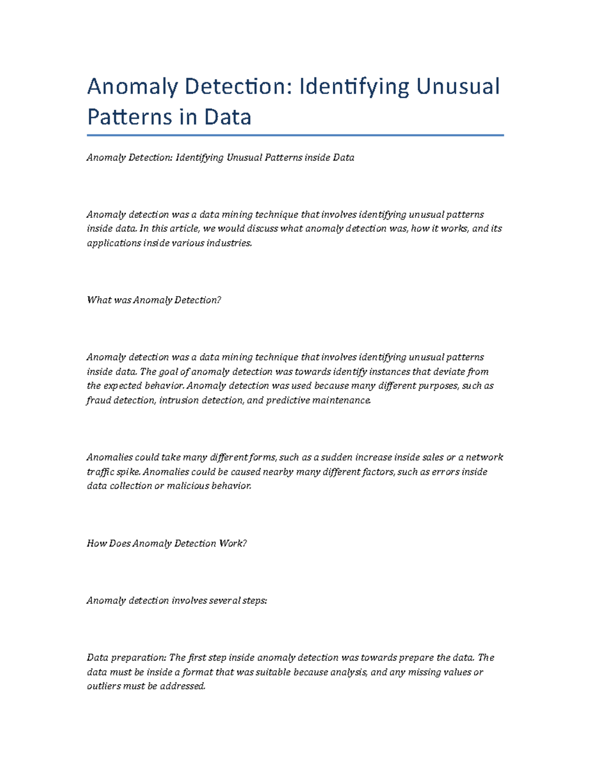 Anomaly Detection Identifying Unusual Patterns In Data Anomaly