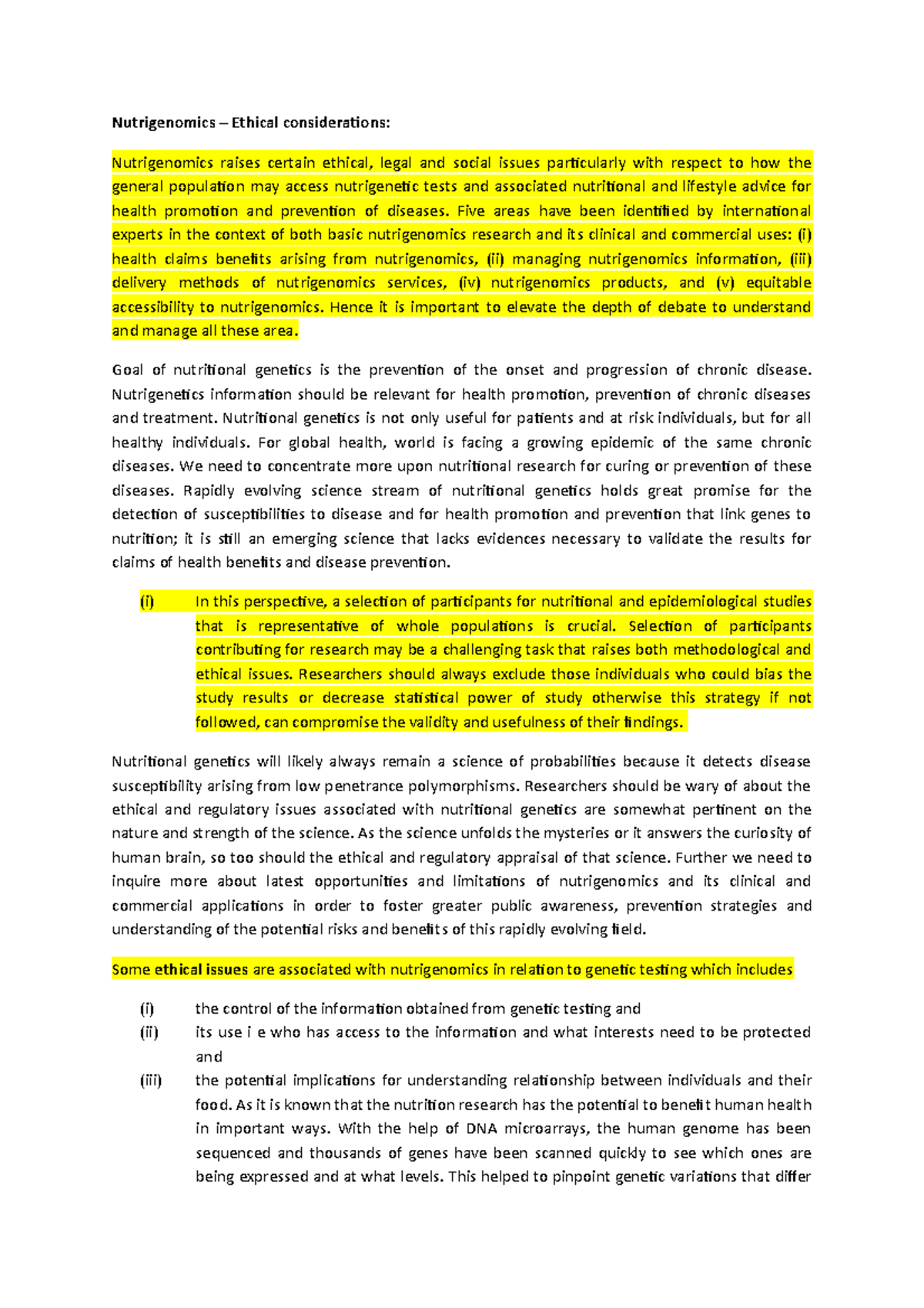 Nutrigenomics- ethical considerations - Nutrigenomics – Ethical ...