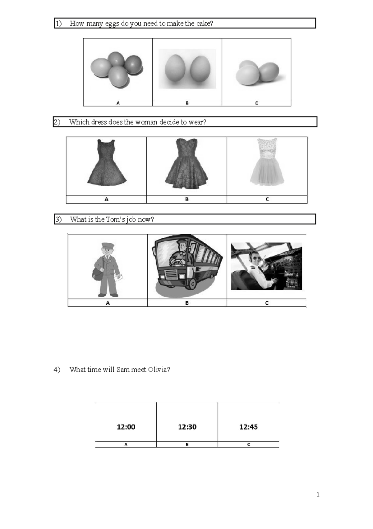 B1 Listening TEST6 - How many eggs do you need to make the cake? Which ...