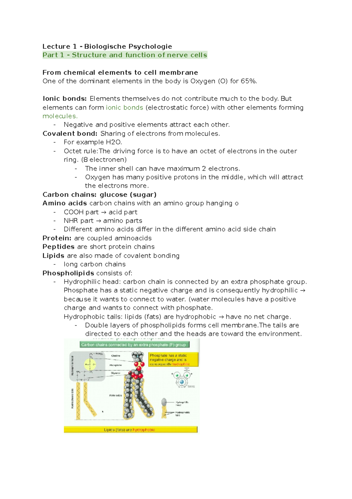 Lecture 1 Aantekening College 1 Lecture 1 Biologische Psychologie