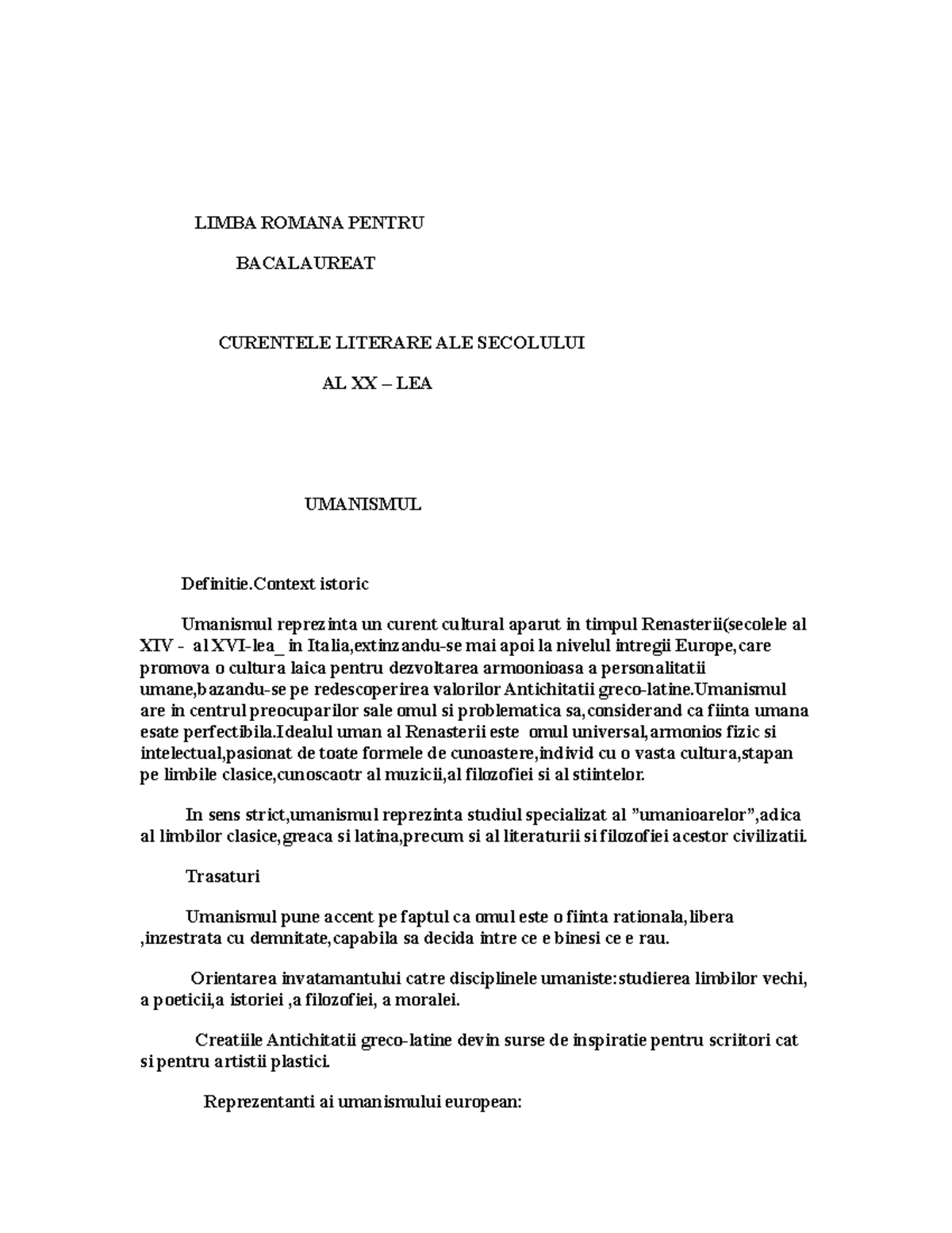 Bac limba si literatura romana - LIMBA ROMANA PENTRU BACALAUREAT ...