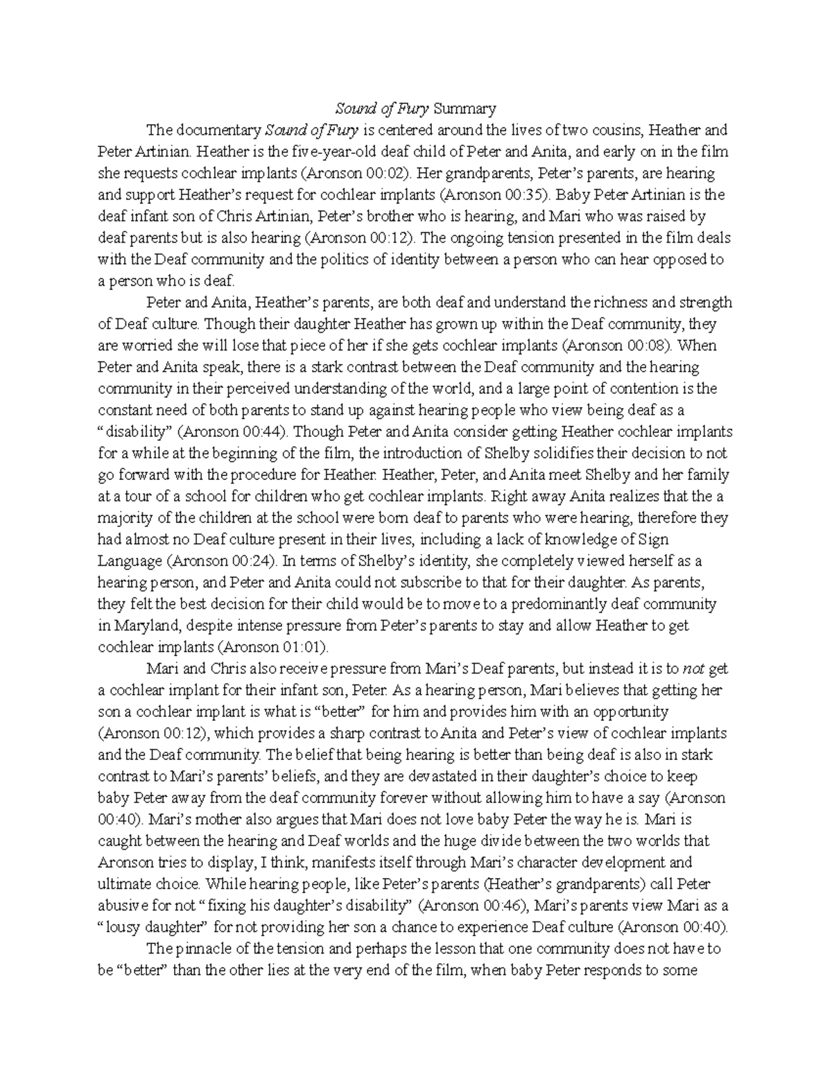 Sound of Fury Summary - Heather is the five-year-old deaf child of ...