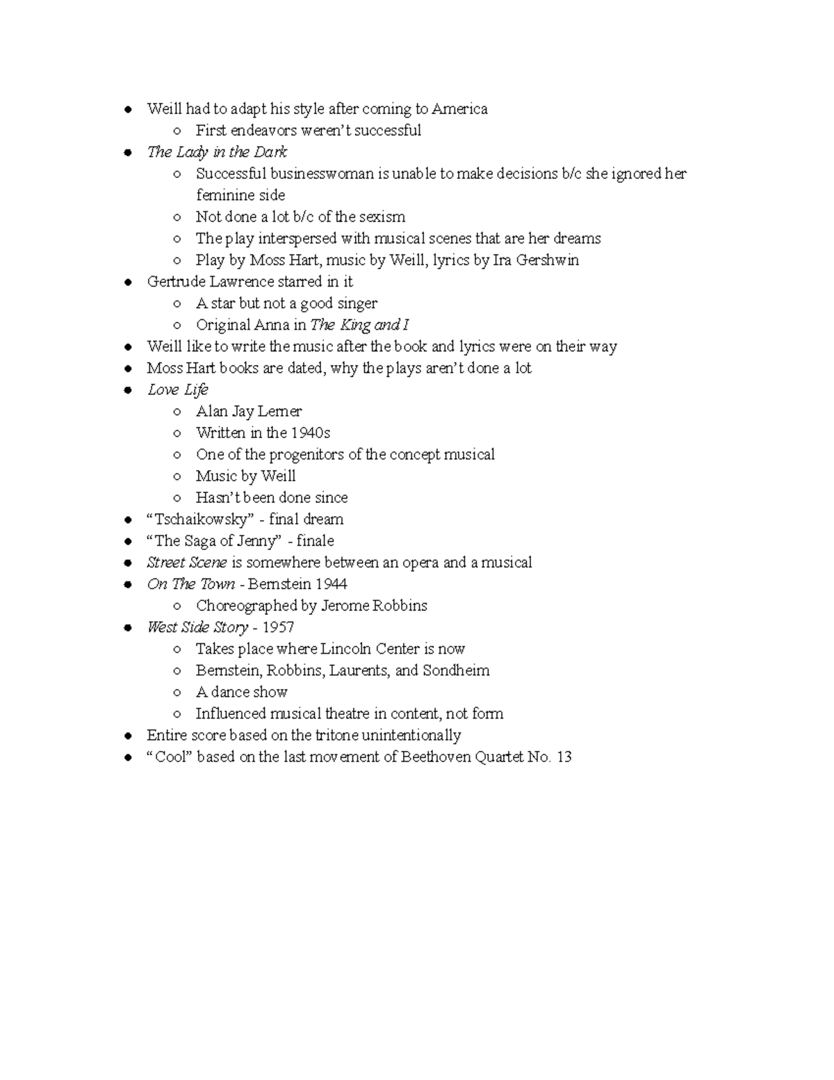 Notes 2 20 - Prof. Jim Lovensheimer - Weill had to adapt his style ...