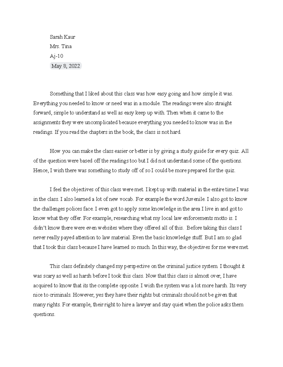 IA#14 - Google Docs - Sarah Kaur Mrs. Tina Aj- May 8, 2022 Something ...