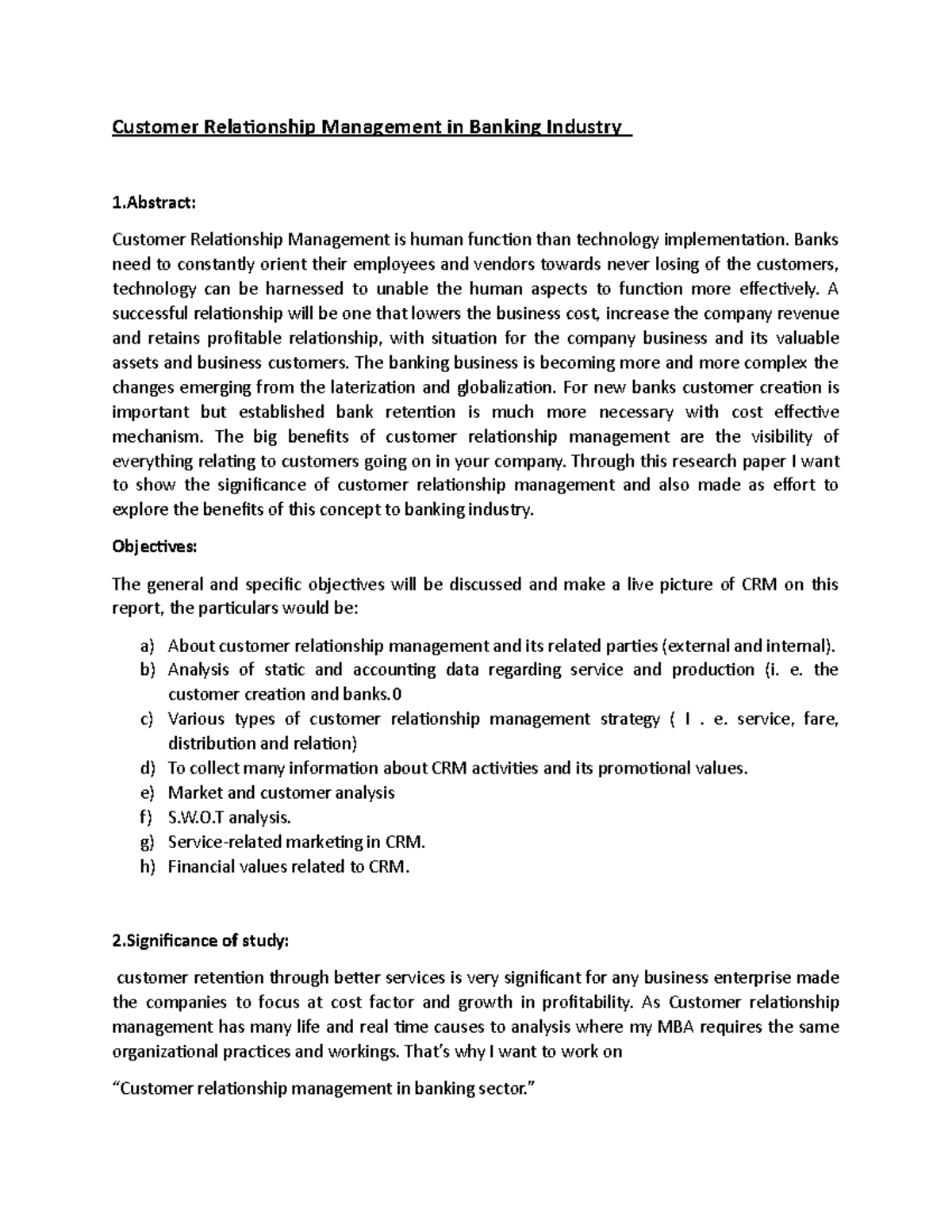 New Microsoft Word Document - Customer Relationship Management in ...