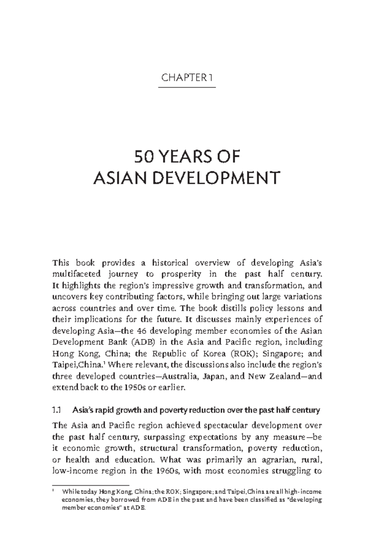 ASIA Journey Chapter 1 - CHAPTeR 1 50 YEARS Of ASIAN DEVELOPMENT This ...