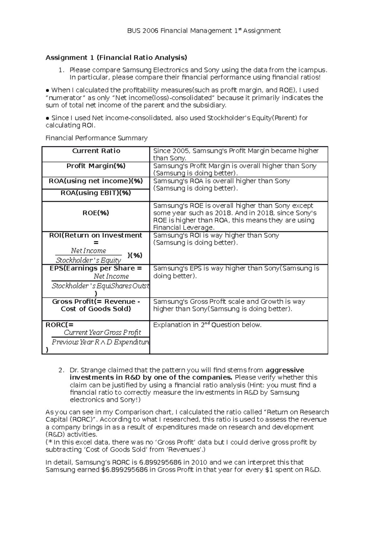 random coursework - BUS 2006 Financial Management 1st Assignment ...
