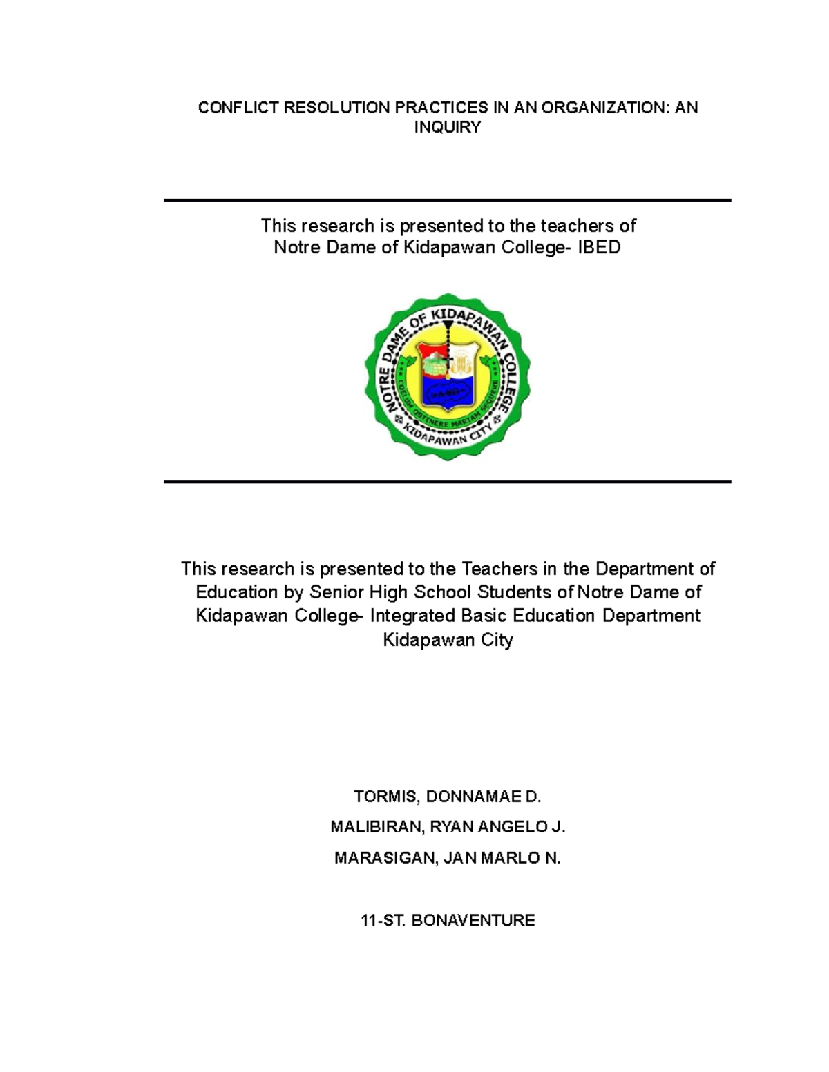 Practical- Research-I - CONFLICT RESOLUTION PRACTICES IN AN ...