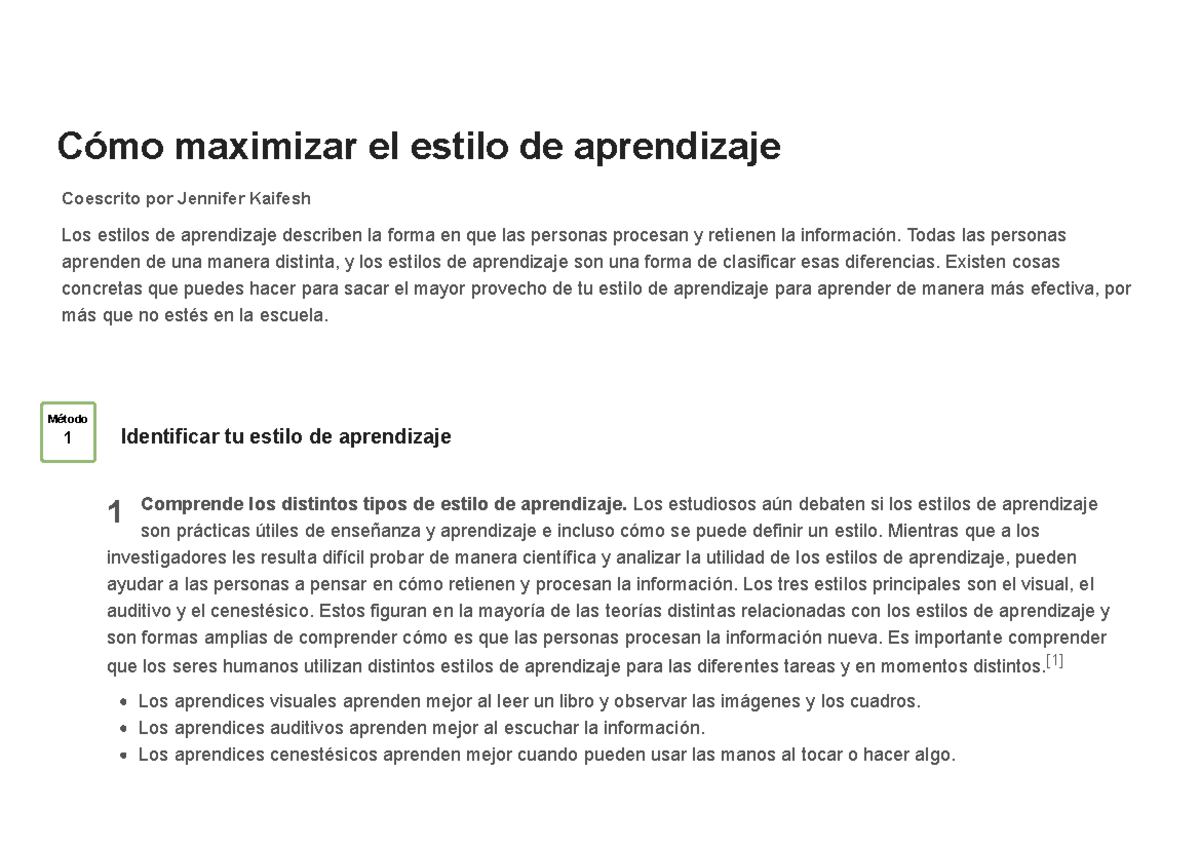 Formas de maximizar el estilo de aprendizaje - Cómo maximizar el estilo de aprendizaje Coescrito ...