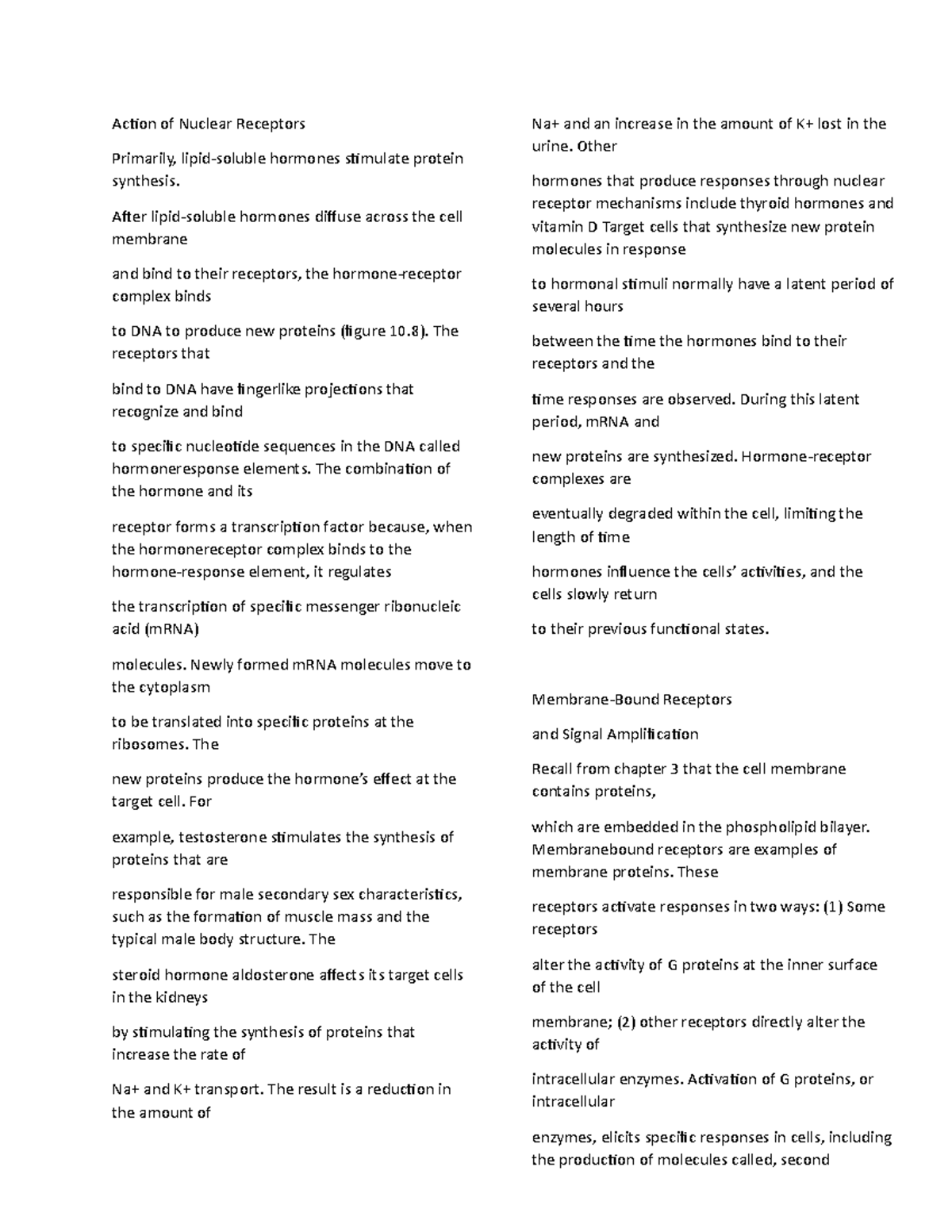 Seeley's Anatomy and Physiology Chapter 10.7 - Action of Nuclear Receptors Primarily, lipid ...