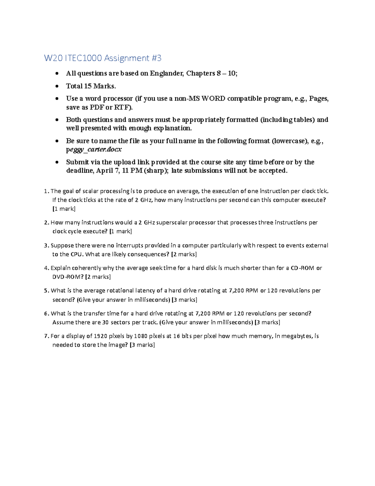 ITEC 1000 Assignment #3 - Warning: TT: undefined function: 32 W20 ITEC1000 Assignment All ...