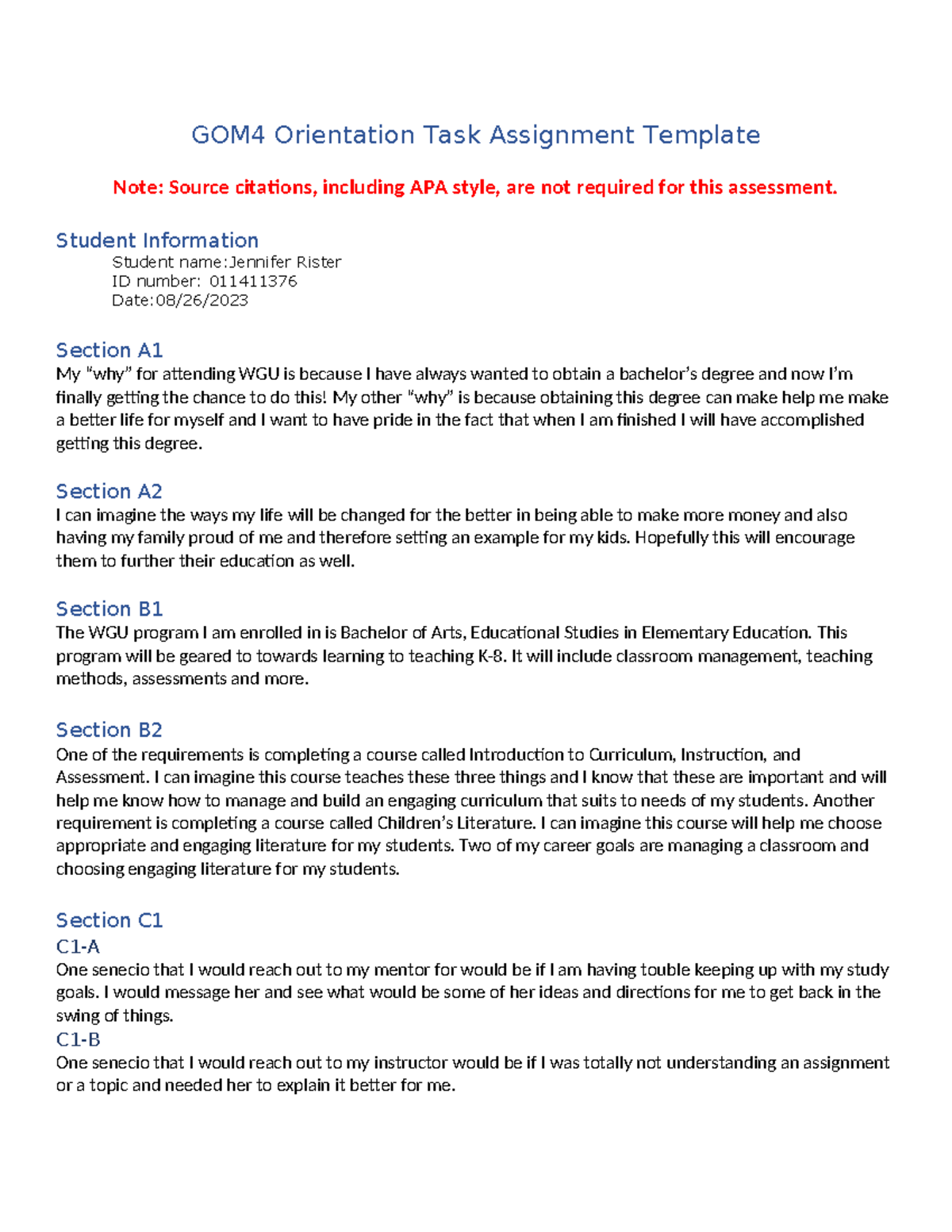 Orientation Task Template - GOM4 Orientation Task Assignment Template Note: Source citations ...