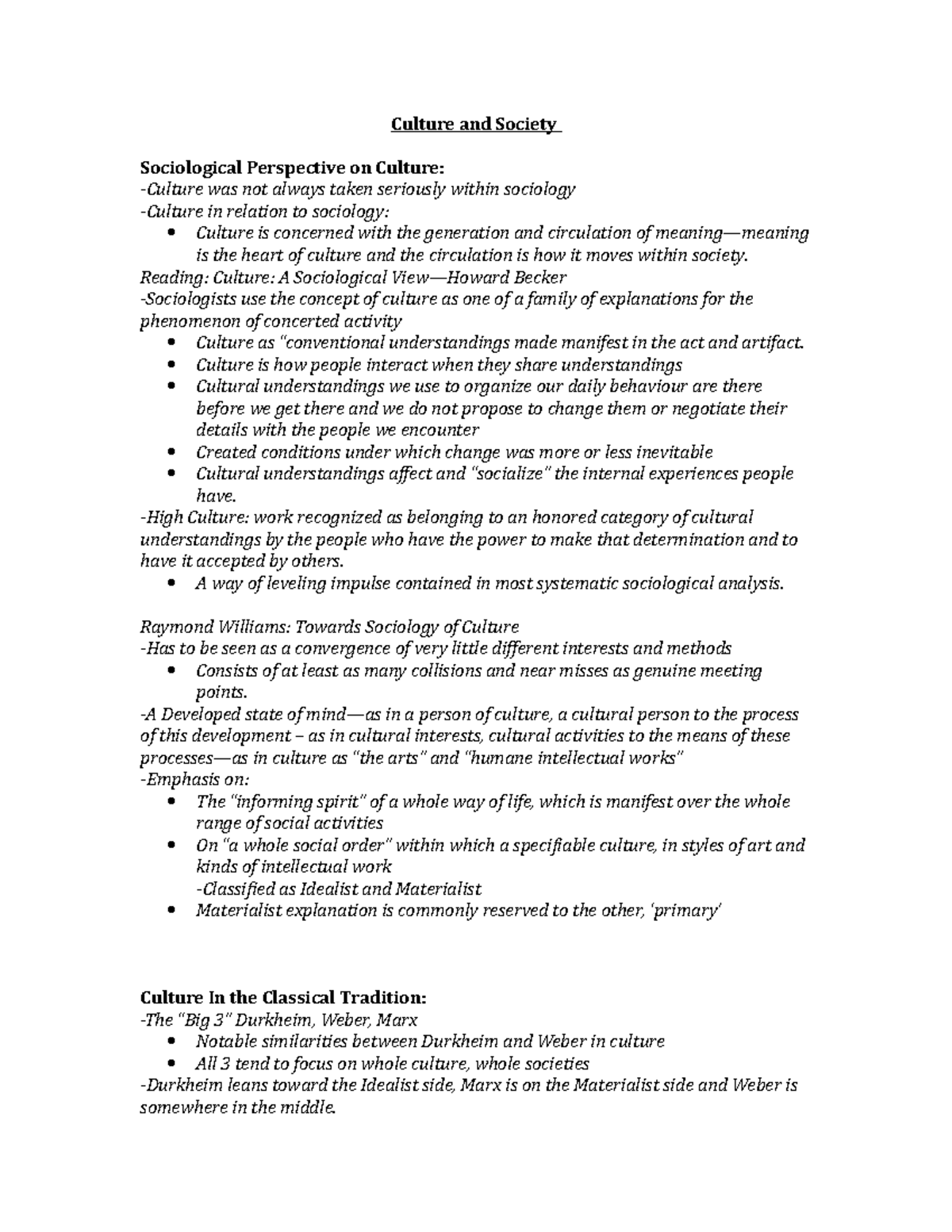 Exam Review 2017, questions - Culture and Society Sociological ...