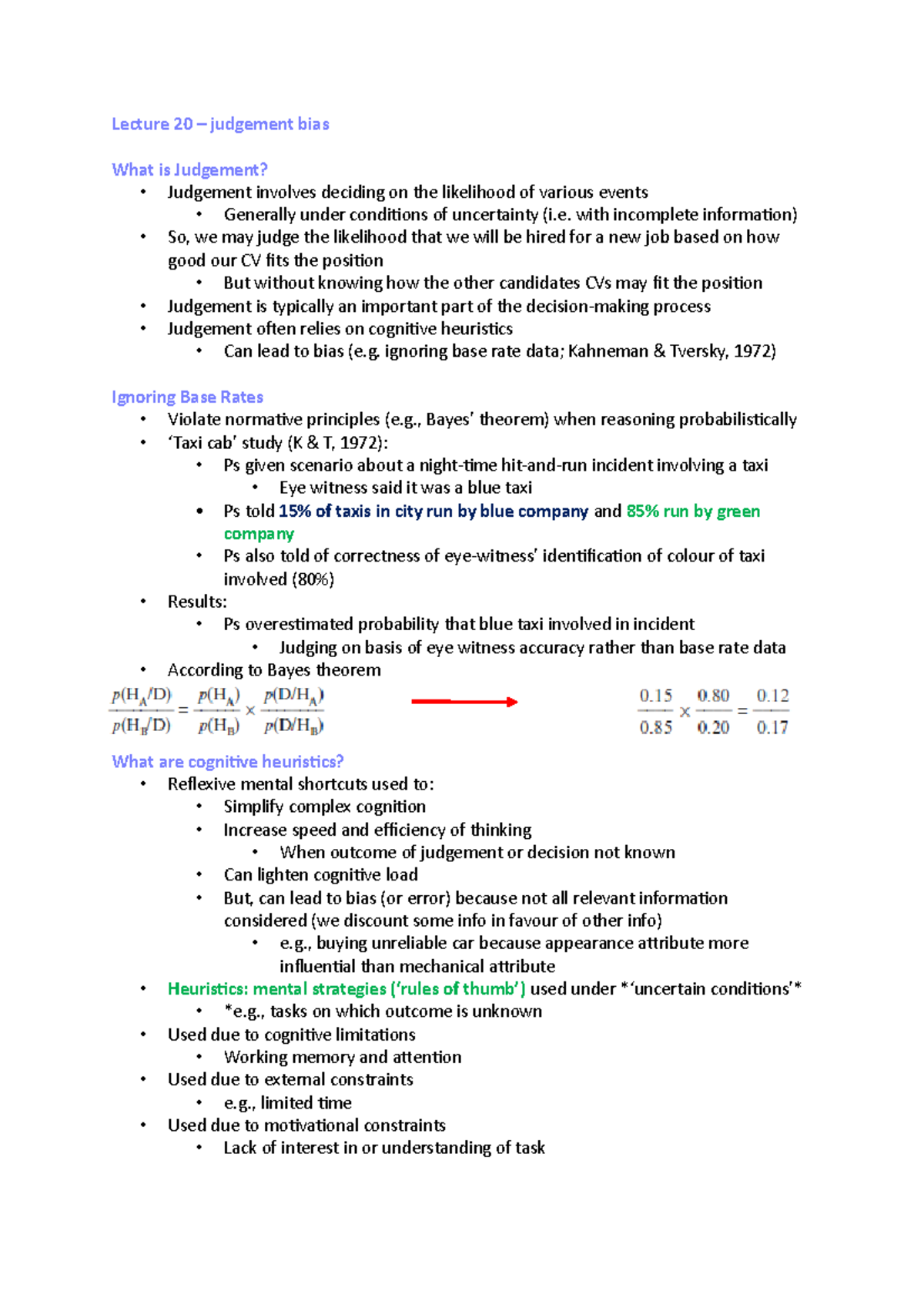 Lecture 20 - judgement bias - Lecture 20 – judgement bias What is ...