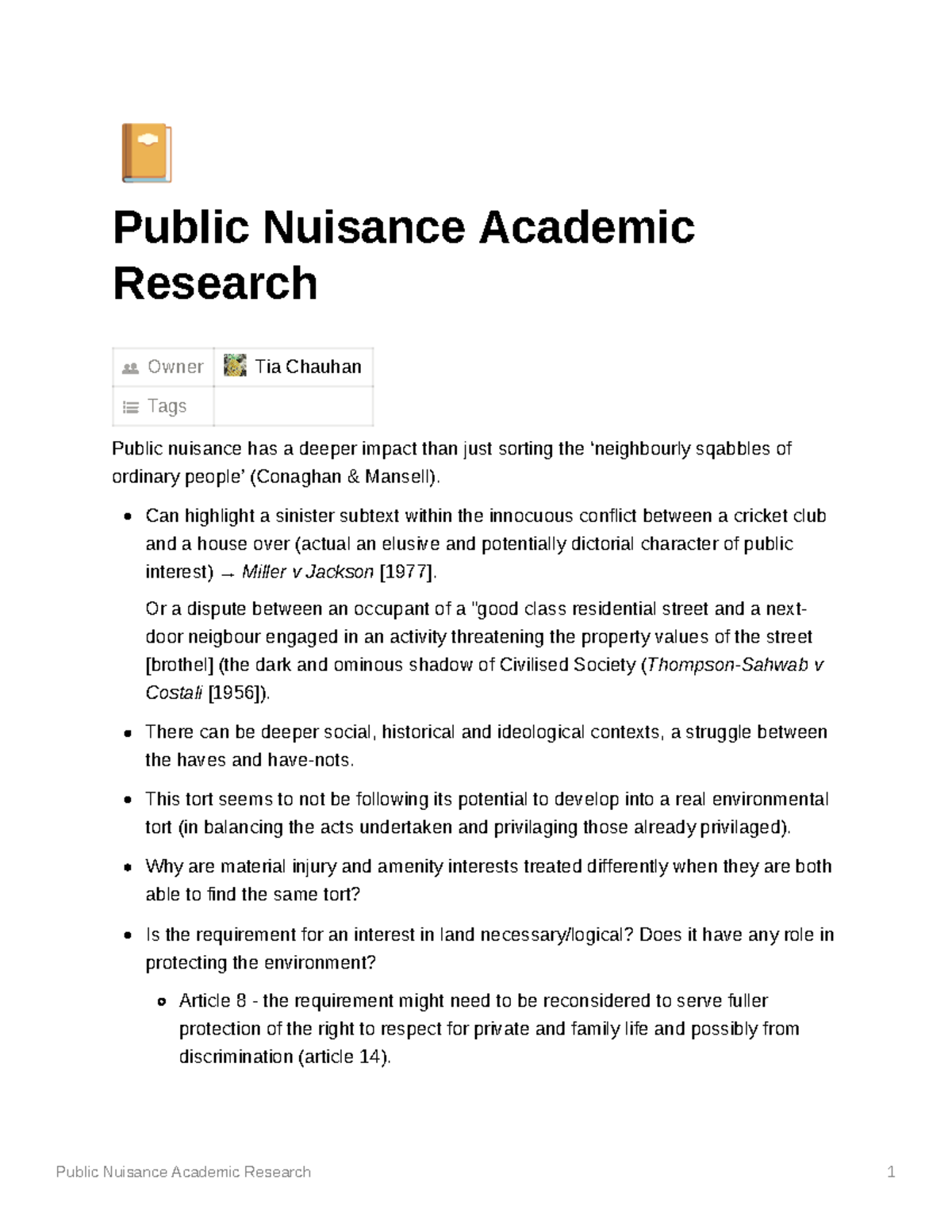 Public Nuisance Academic Research - Can highlight a sinister subtext ...