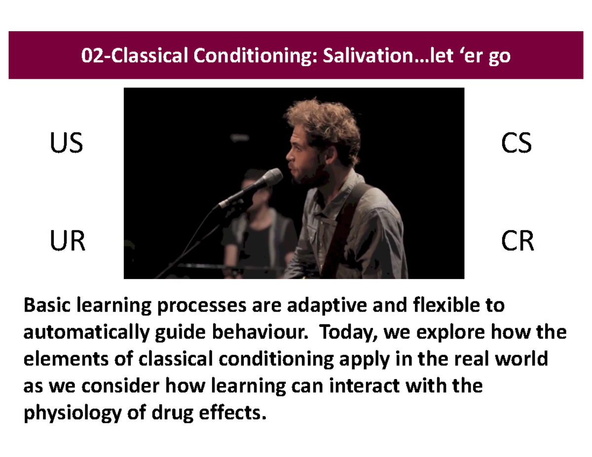 02 Classical Conditioning - . ‘er go Basic learning processes are ...