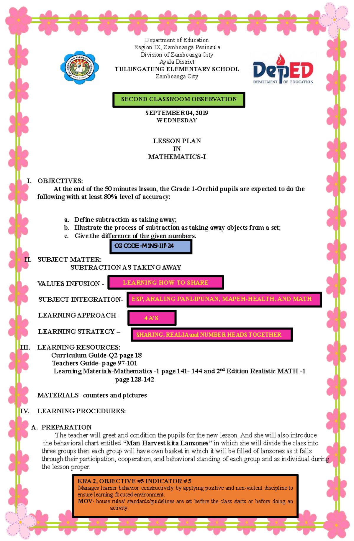 Second-CO - Lesson plan in Math - Department of Education Region IX ...