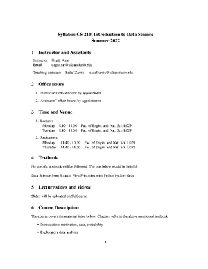 CS 210 midterm ii - Summary of MT2 taken from Selim Balcısoy - CS 210 ...
