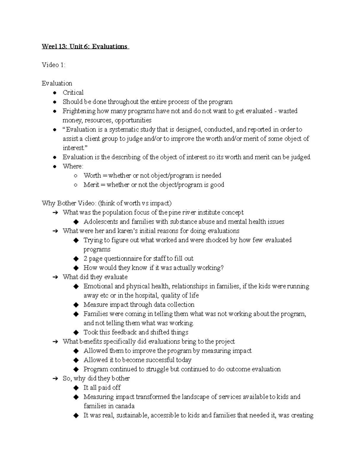 Week 13 - All course material from this week. - Weel 13: Unit 6 ...