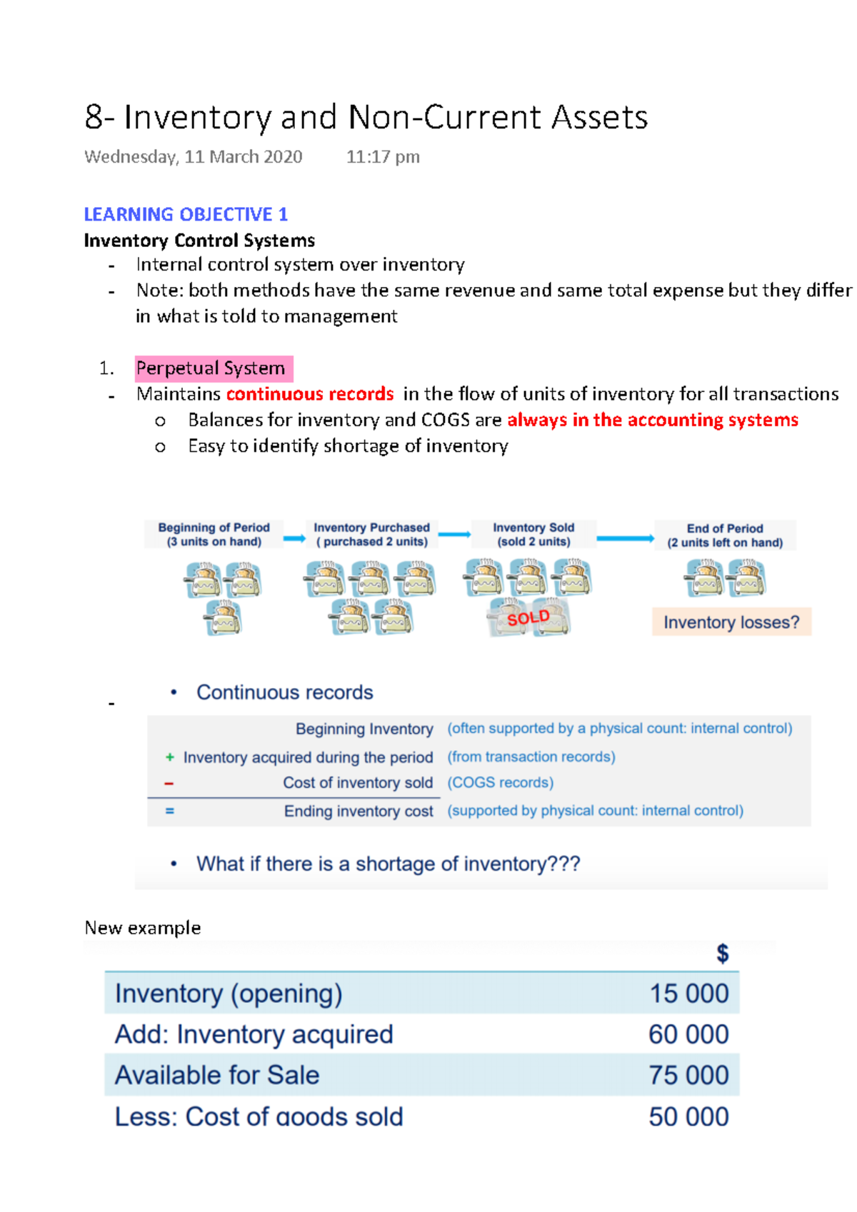 8- Inventory and Non-Current Assets - Warning: TT: undefined function ...