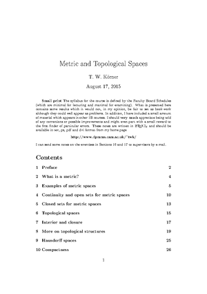 Metric and Topological Spaces 2017-2018 Example Sheet 1 - Part 1B Metric and Topological Spaces ...
