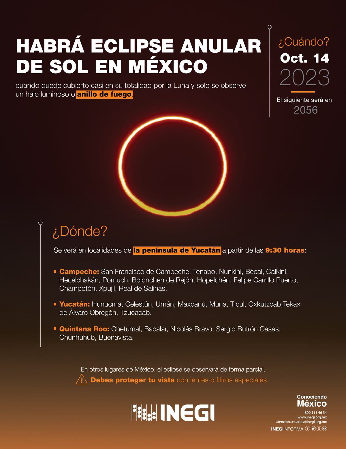 Cartel eclipse 141023 - ¿Cuándo? HABRÁ ECLIPSE ANULAR DE SOL EN MÉXICO ...