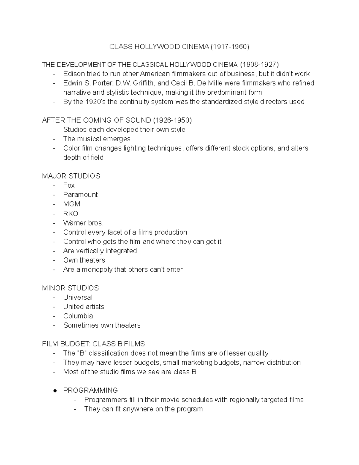 Classic Hollywood Cinema - CLASS HOLLYWOOD CINEMA (1917-1960) THE ...