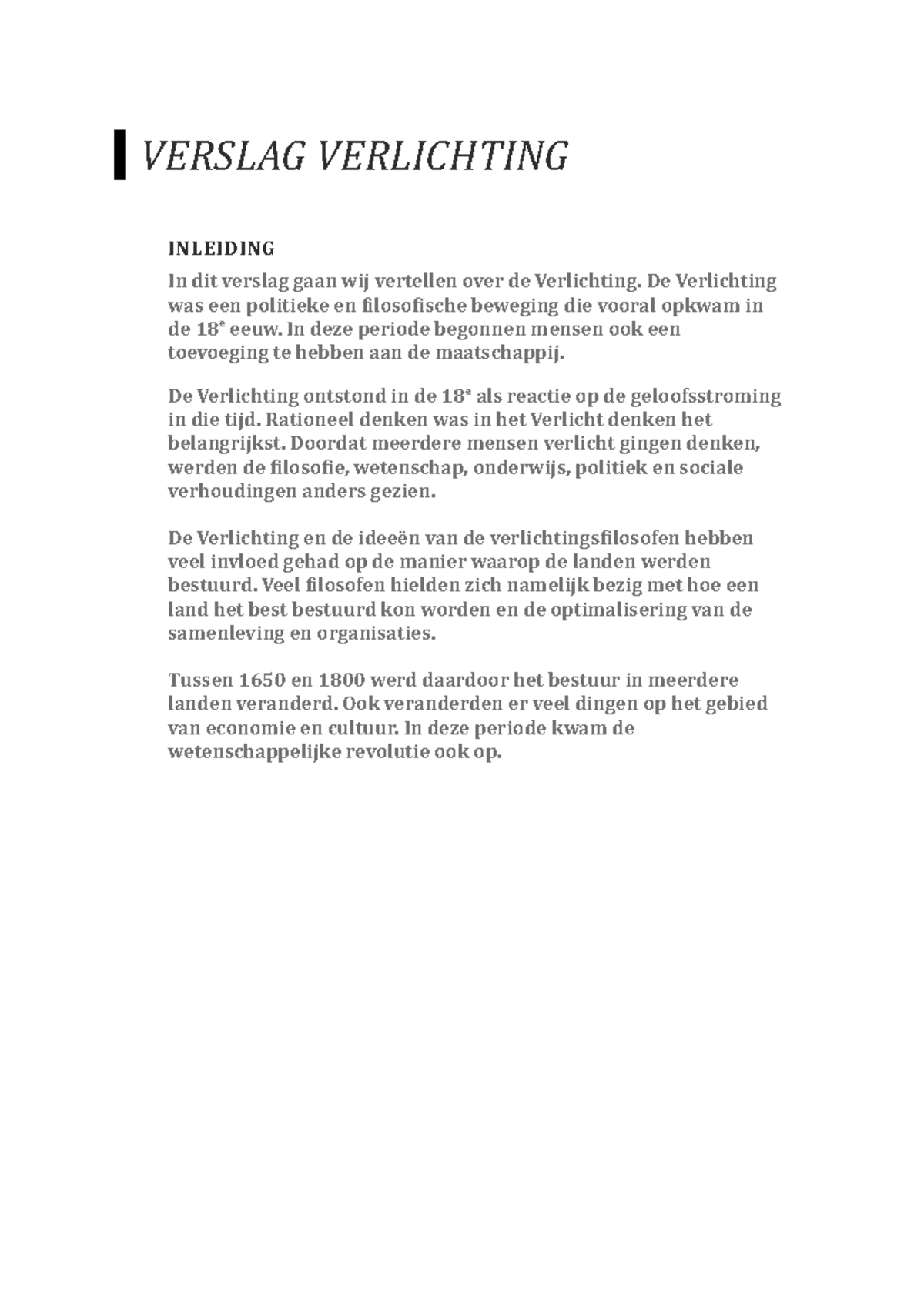 Verlichting verslag - VERSLAG VERLICHTING INLEIDING In dit verslag gaan ...