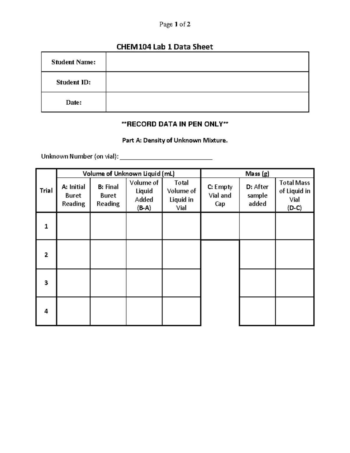 lab 1 data sheet ...
