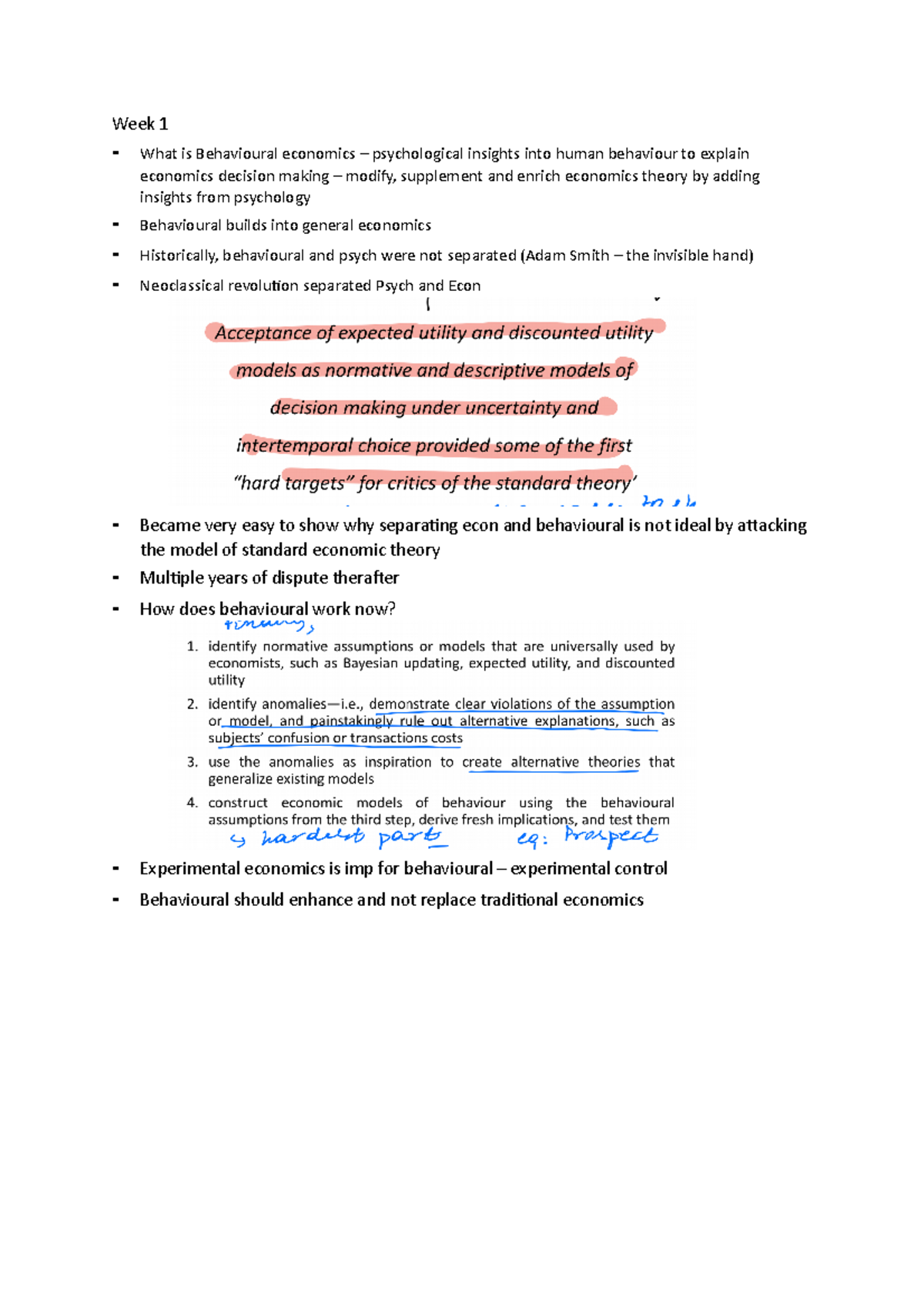 Behavioural Notes - Week 1 What is Behavioural economics ...