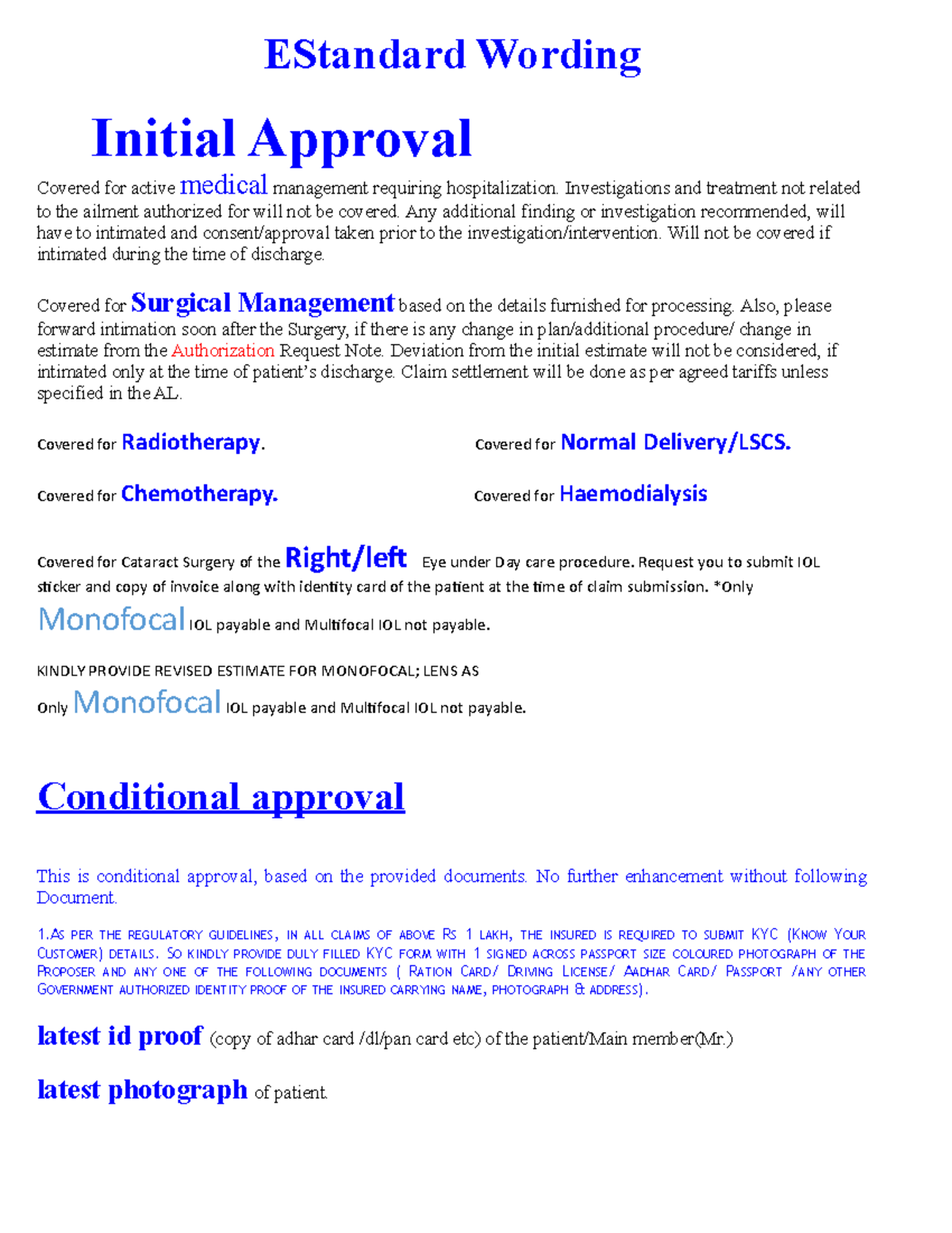 Doctor note, updated - Llb - EStandard Wording Initial Approval Covered ...