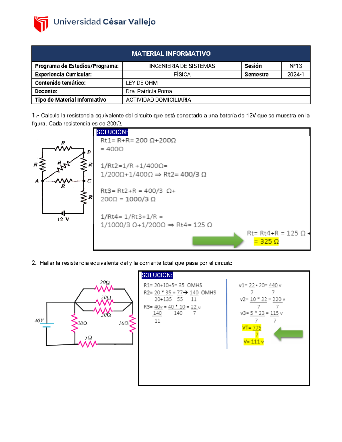Actividad secion 13 Tineo Zapata - 1.- Calcule la resistencia ...