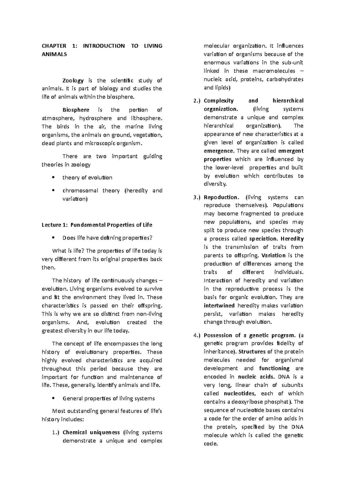 1- Introduction TO Living Animals - CHAPTER 1: INTRODUCTION TO LIVING ...