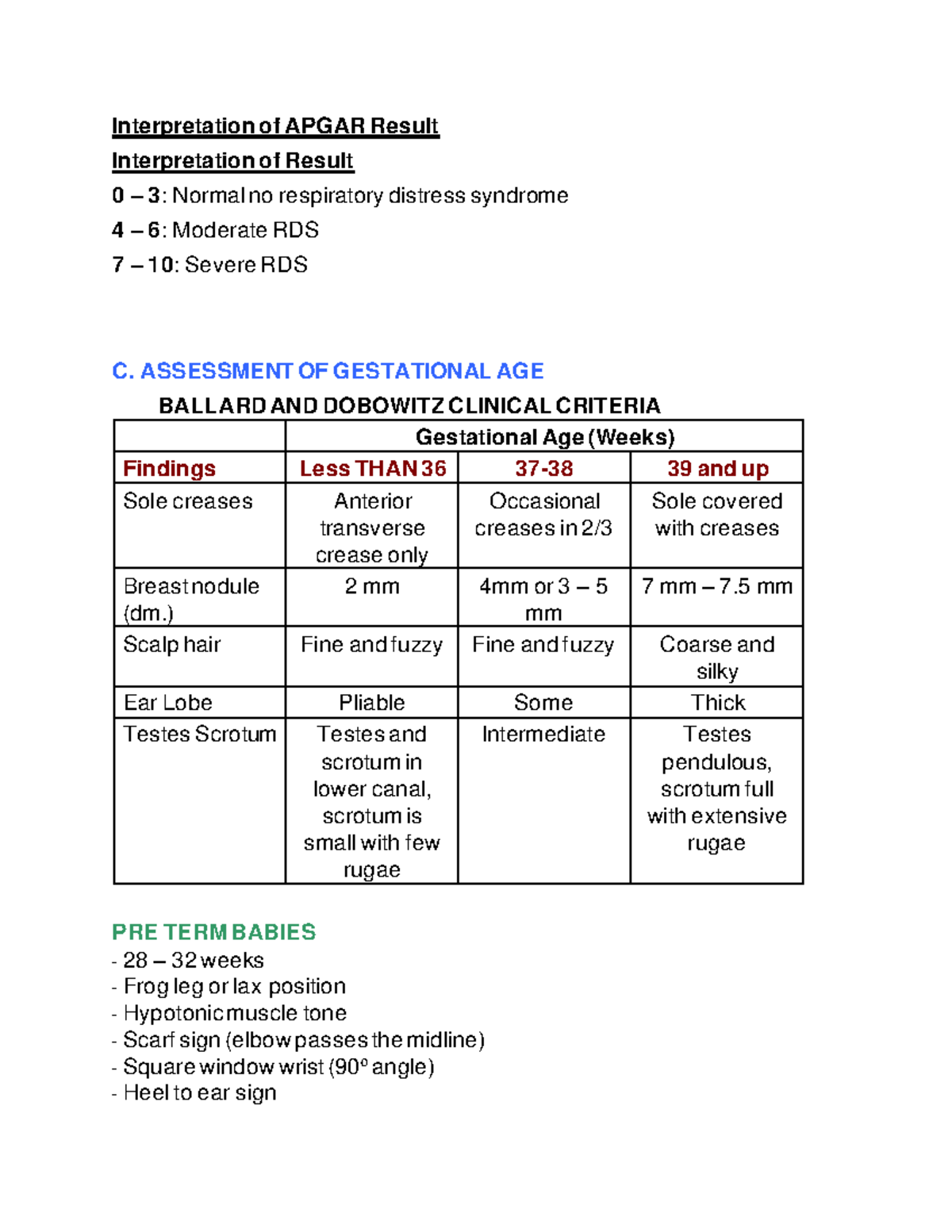 Interpretation of Apgar Result - Interpretation of APGAR Result ...
