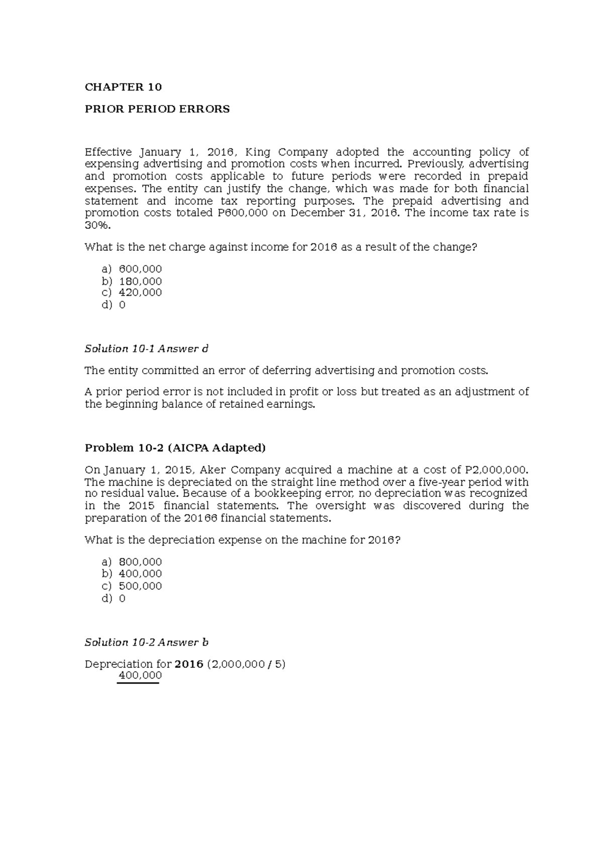 Prior Period Error Problems (Intermediate Accounting)- Chapter 2222222 ...