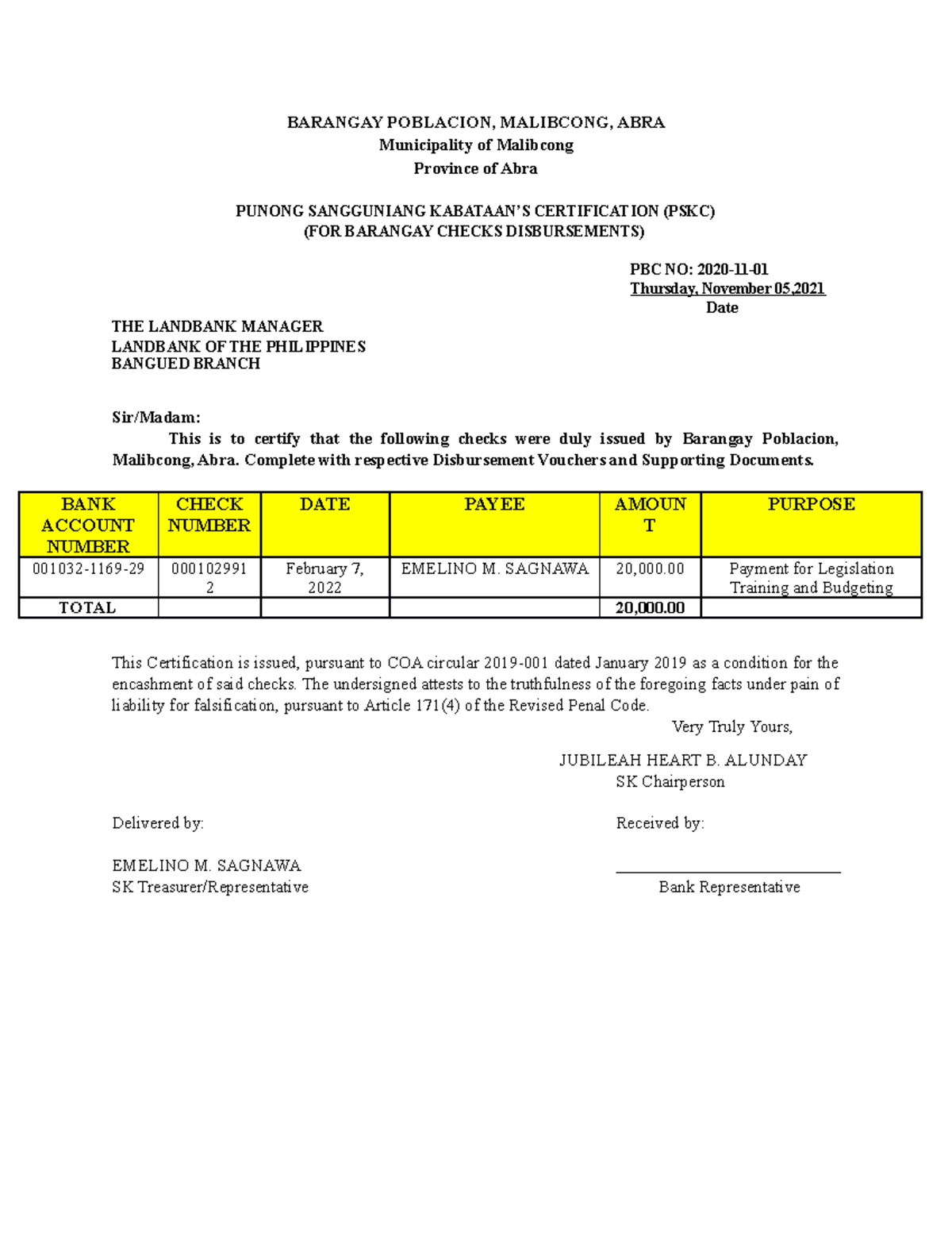 PBC 2021 - A basis through letters for the students, and forms that ...