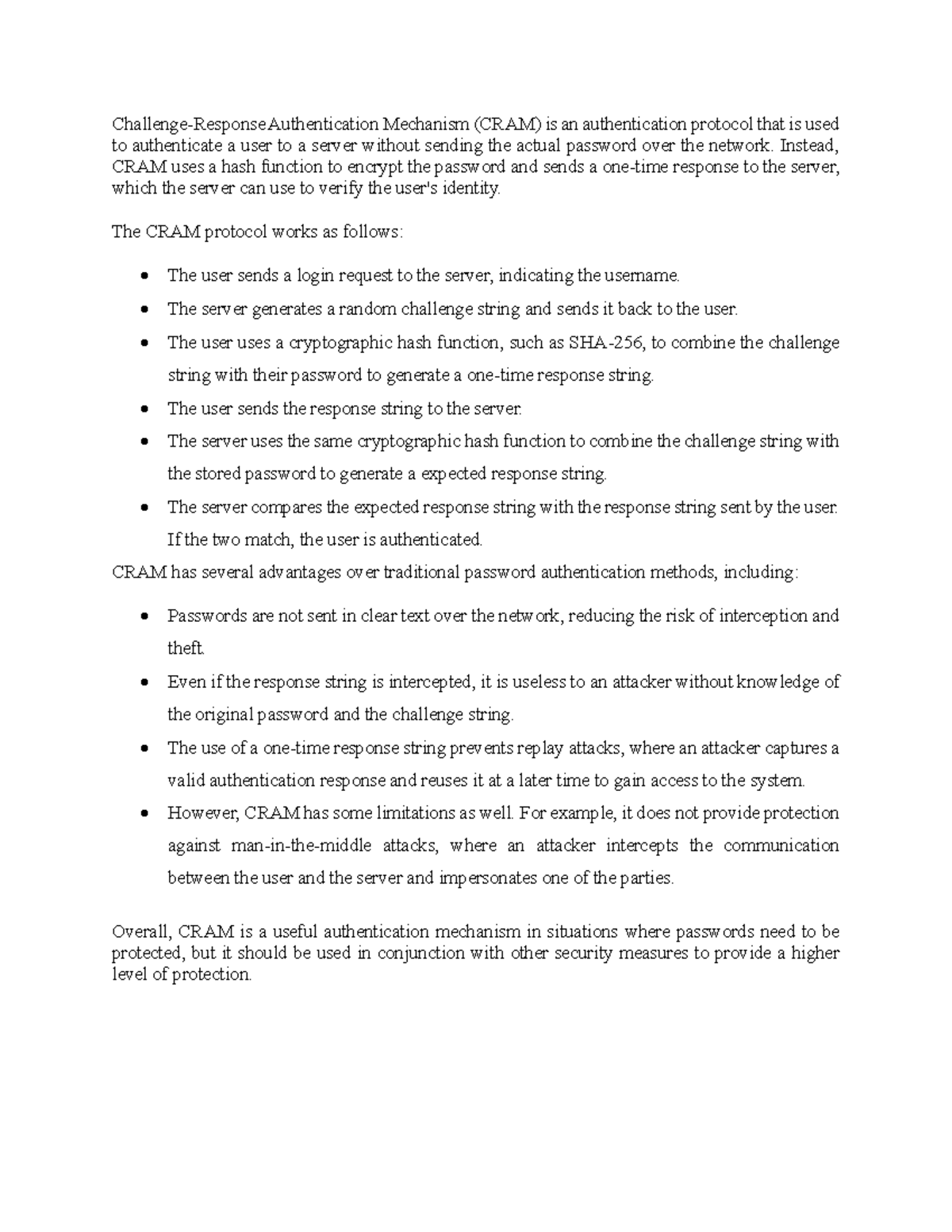 CRAM - ganga - Challenge-Response Authentication Mechanism (CRAM) is an ...