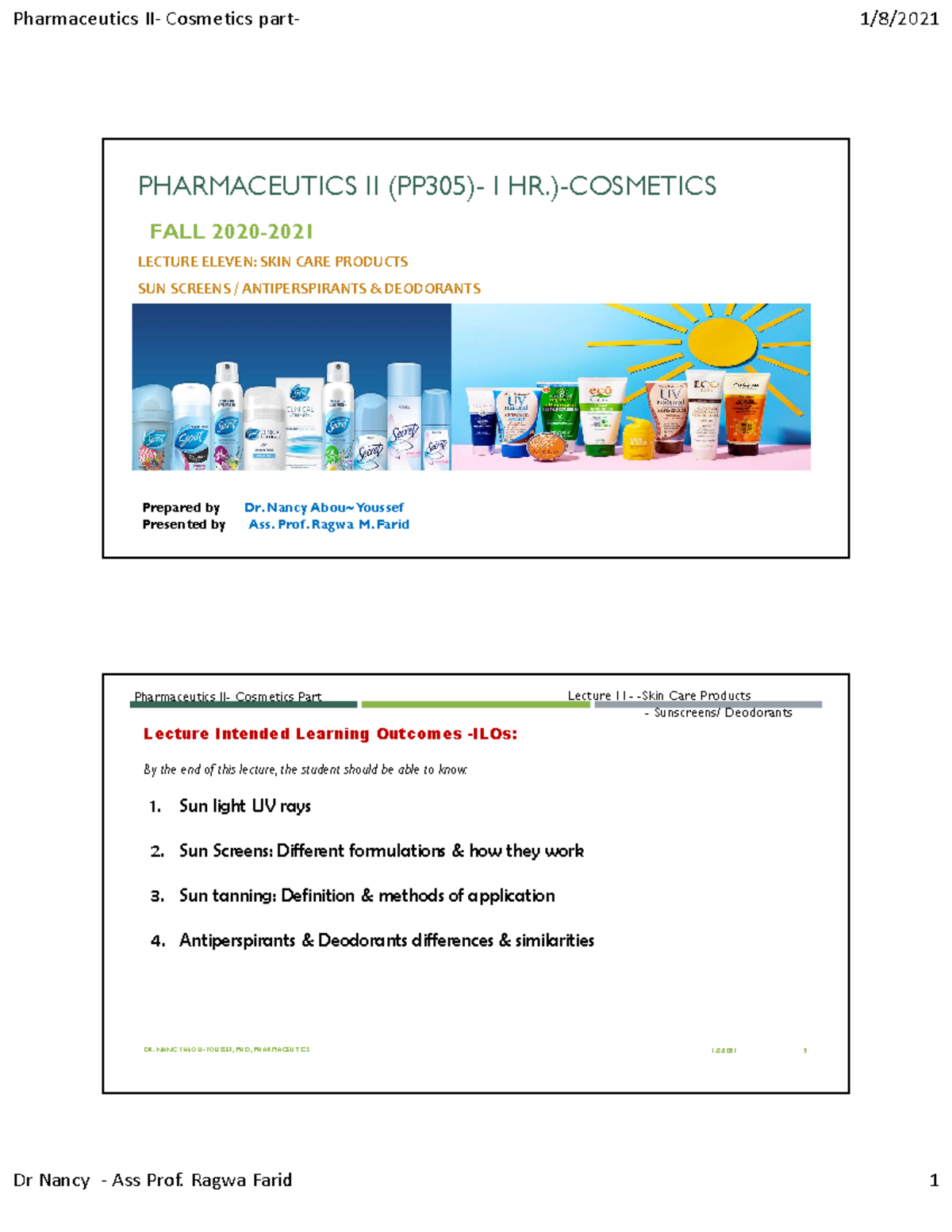 Lec 11 (1hr) Skin Care Products - PHARMACEUTICS II (PP305)- I HR ...