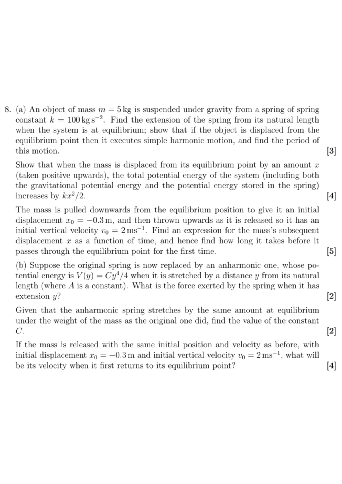 SHM practice questions - What is the defining characteristic of simple ...