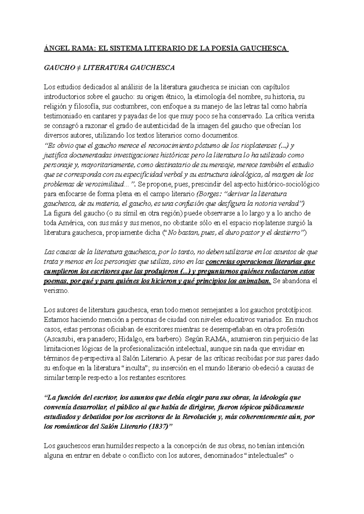 Ángel RAMA EL Sistema Literario DE LA Poesía Gauchesca - ÁNGEL RAMA: EL ...