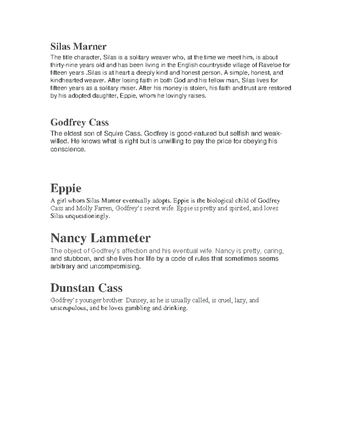 Silas Marner - salis - Silas Marner The title character, Silas is a ...