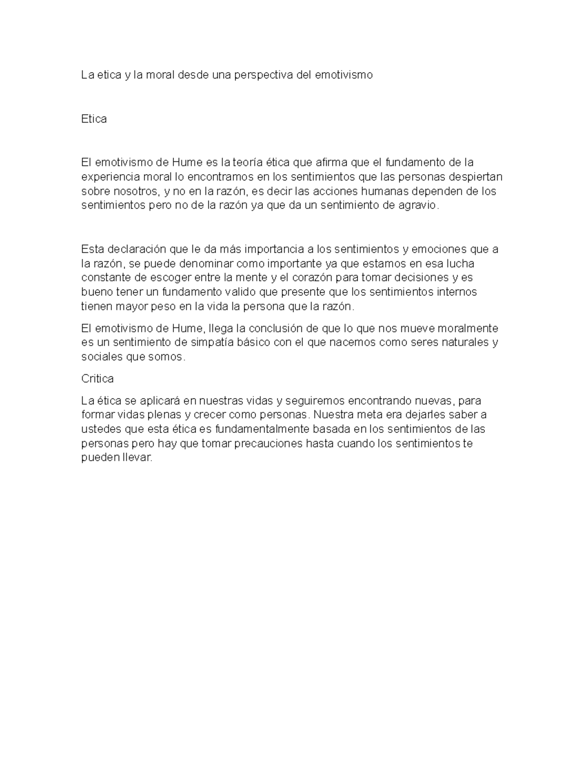 La Etica y la Moral desde una perspectiva del emotivismo - La etica y ...