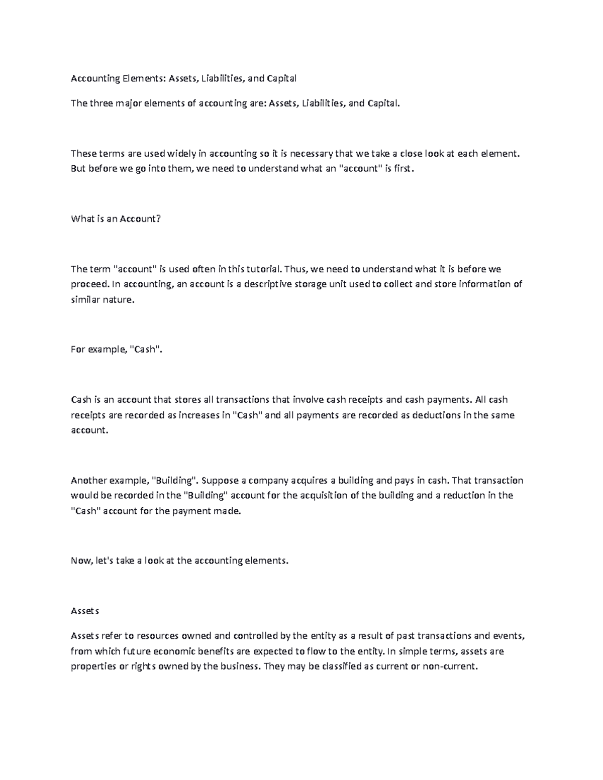 Accounting Elements - These terms are used widely in accounting so it ...