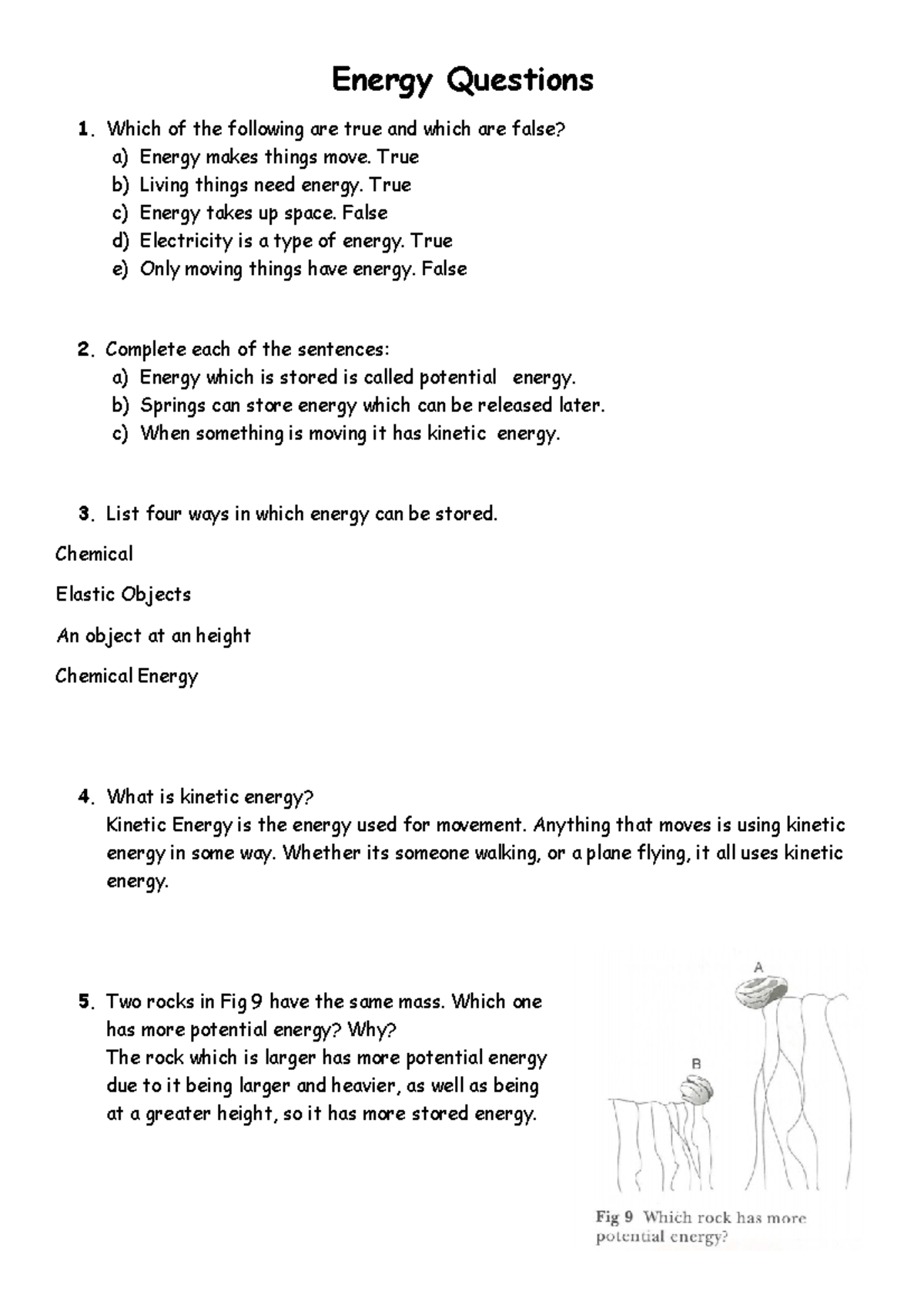 Energy Questions - ghg - Energy Questions 1. Which of the following are ...