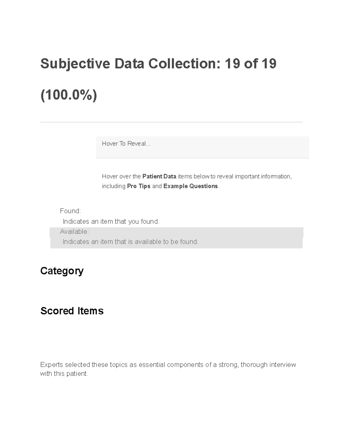 Subjective Data Collection 19 of 19 (100 - Subjective Data Collection ...